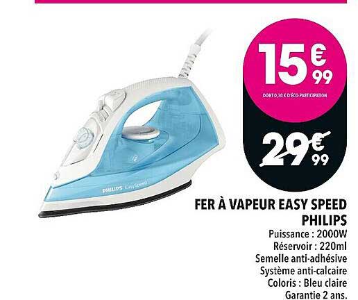 Promo Fer à Vapeur Easy Speed Philips chez Supeco - iCatalogue.fr