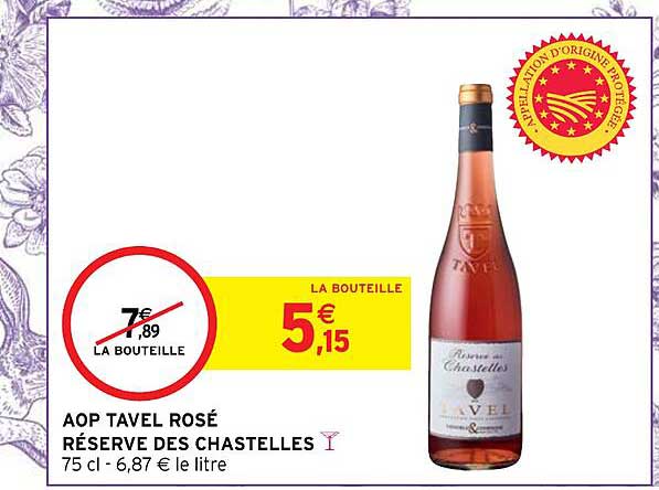 Promo Aop Tavel Rosé Réserve Des Chastelles chez Intermarché Hyper ...