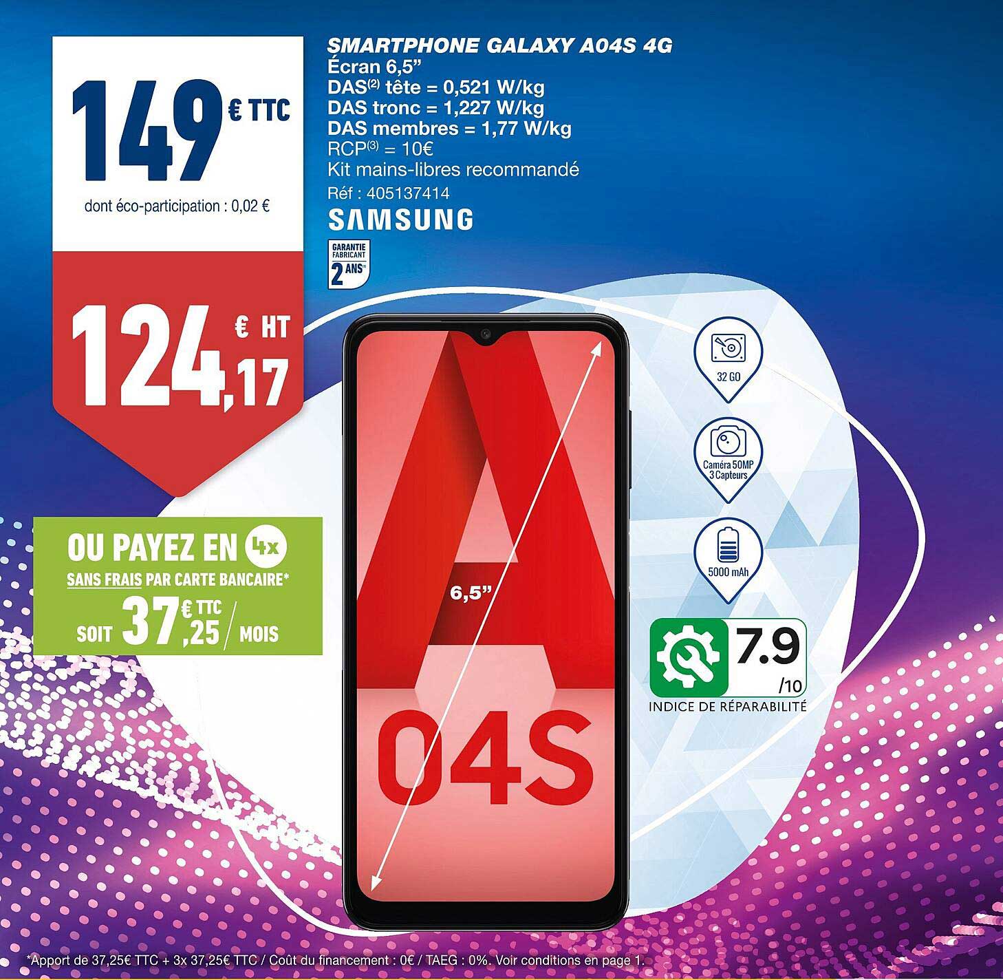 Promo Smartphone Samsung Galaxy A04s 4g chez Bureau Vallée - iCatalogue.fr