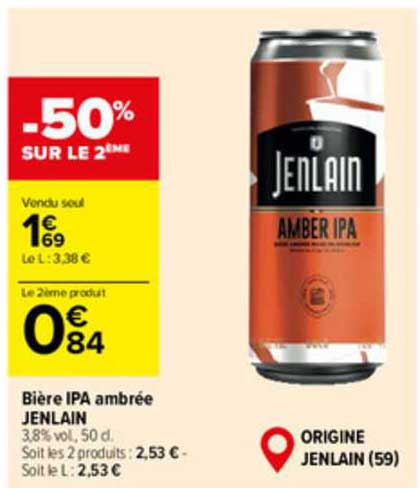 Promo Bière Ipa Ambrée Jenlain chez Carrefour Market - iCatalogue.fr