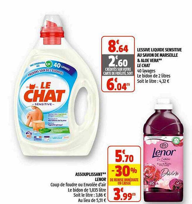 Promo Lessive Liquide Sensitive Au Savon De Marseille & Aloé Vera Le ...