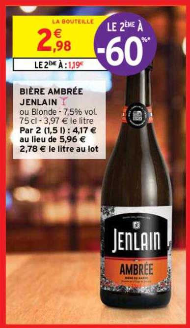 Promo Bière Ambrée Jenlain chez Intermarché Contact - iCatalogue.fr
