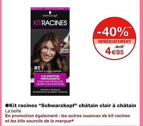 Promo Kit Racines "schwarzkopf" Châtain Clair à Châtain chez Monoprix ...