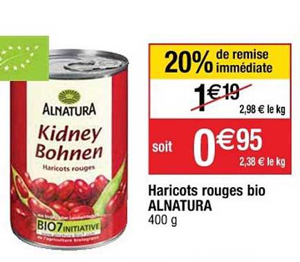 Promo Haricots Rouges Bio Alnatura 20% De Remise Immédiate chez Cora ...