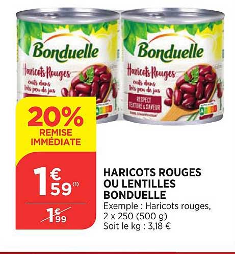 Promo Haricots Rouges Ou Lentille Bonduelle 20% De Remise Immédiate ...