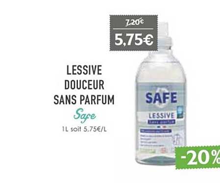Promo Lessive Douceur Sans Parfum Safe chez Naturalia - iCatalogue.fr