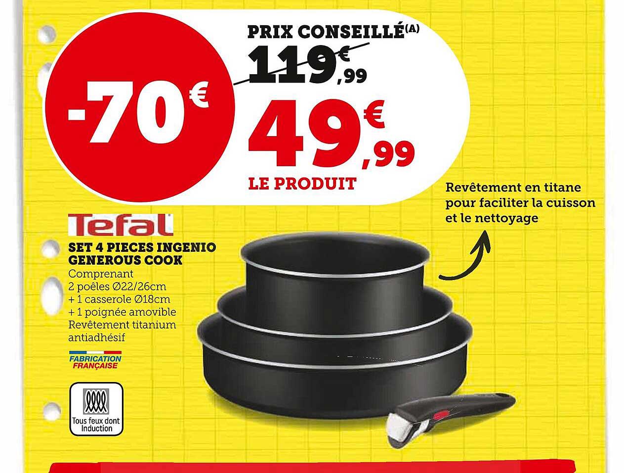 Promo Set 4 Pièces Ingenio Generous Cook Tefal chez Super U - iCatalogue.fr