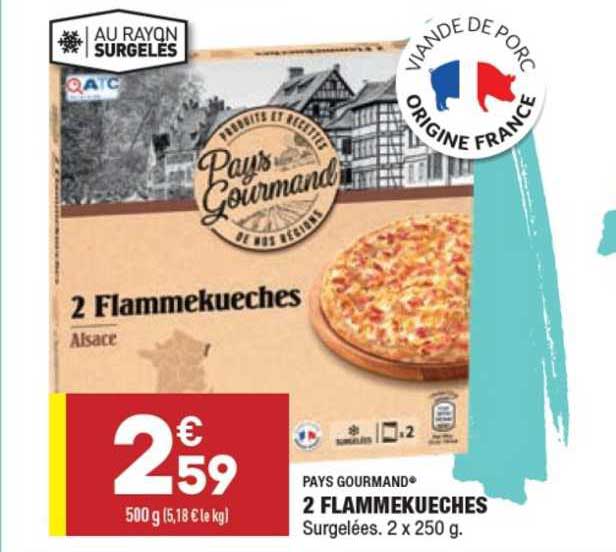 Promo Pays Gourmand 2 Flammekueches chez Aldi - iCatalogue.fr