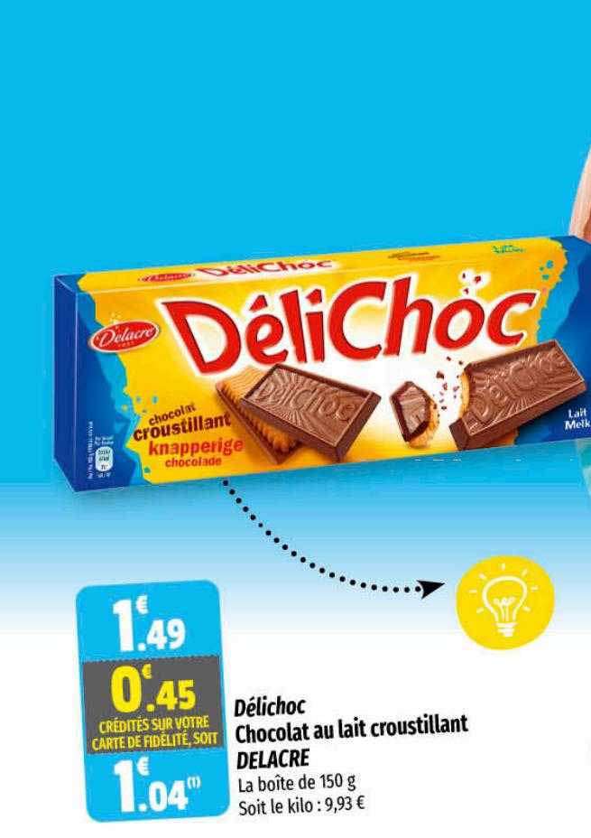 Promo Délichoc Chocolat Au Lait Croustillant Delacre chez Coccinelle ...