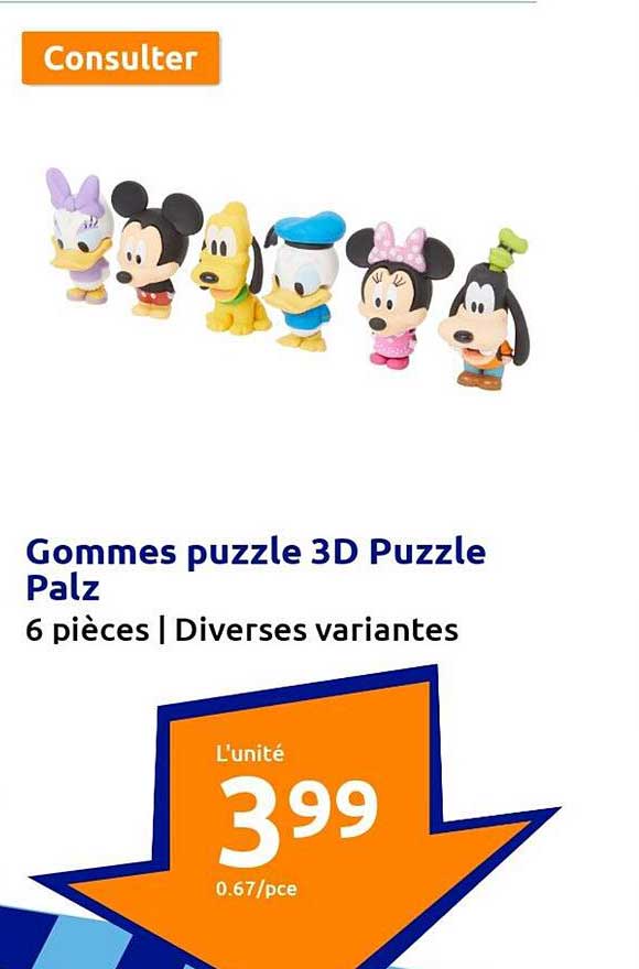 Promo Gommes Puzzle 3d Puzzle Palz chez Action - iCatalogue.fr