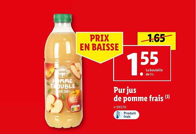 Promo Pur Jus De Pomme Frais Solevita chez Lidl - iCatalogue.fr