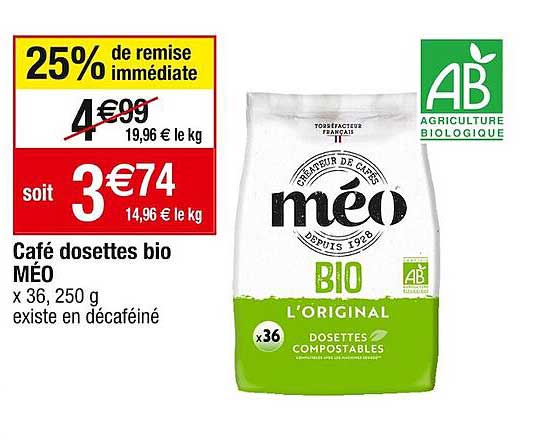 Promo Café Dosettes Bio Méo chez Cora - iCatalogue.fr