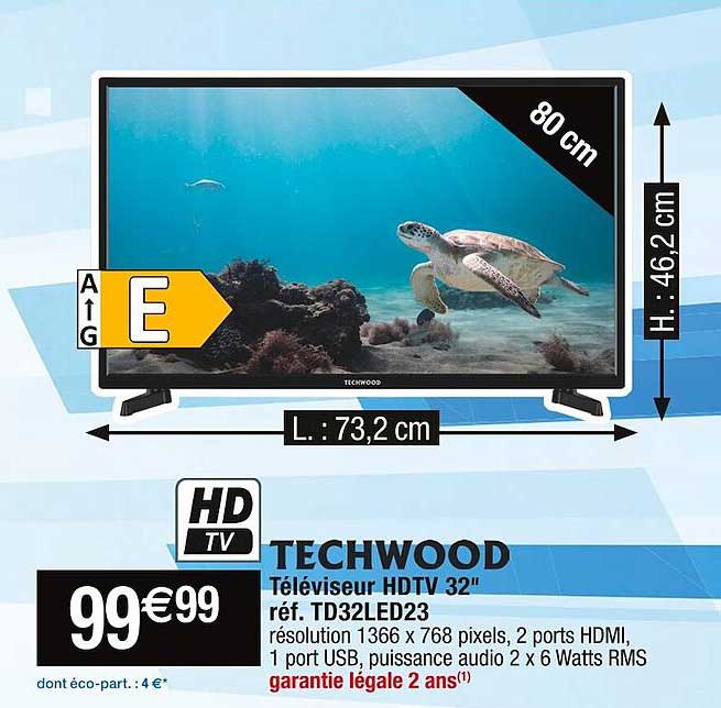 Promo Téléviseur Hdtv 32" 80 Cm Techwood chez Cora - iCatalogue.fr