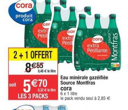 Promo Eau Minérale Gazéifiée Source Montfras Cora chez Cora - iCatalogue.fr