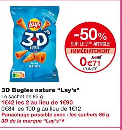 Promo 3d Bugles Nature "lay's" chez Monoprix - iCatalogue.fr
