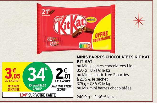 Promo Minis Barres Chocolatées Kit Kat chez Intermarché - iCatalogue.fr