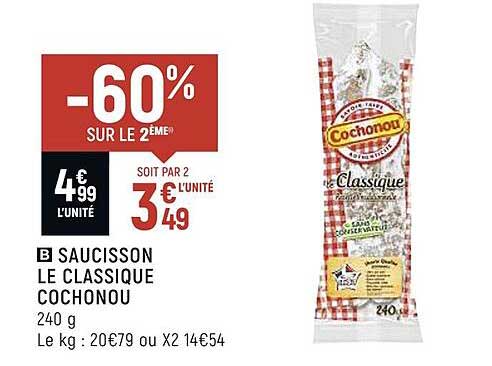 Promo Saucisson Le Classique Cochonou chez Spar - iCatalogue.fr