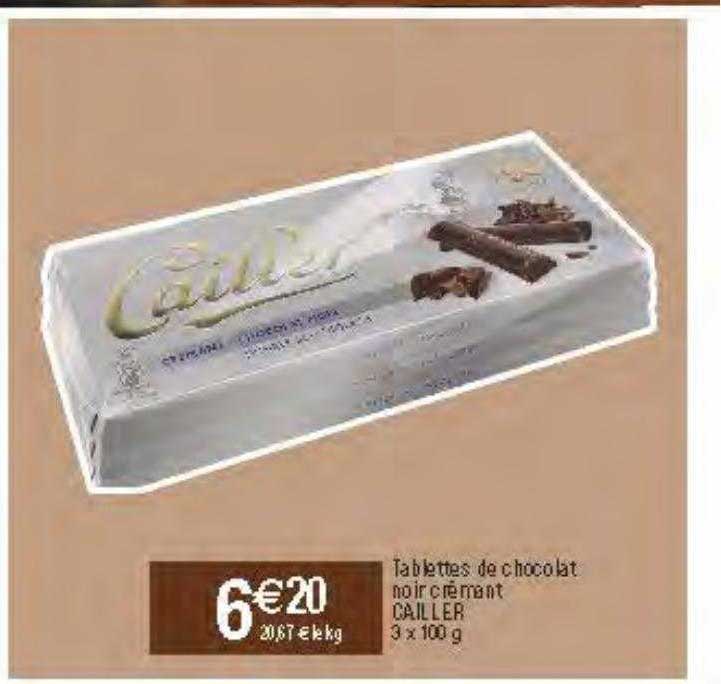 Promo Tablettes De Chocolat Noir Crément Cailler chez Migros France ...