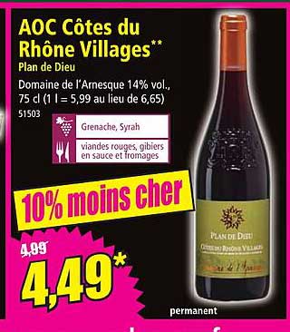 Promo Aoc Côtes Du Rhône Villages chez Norma - iCatalogue.fr