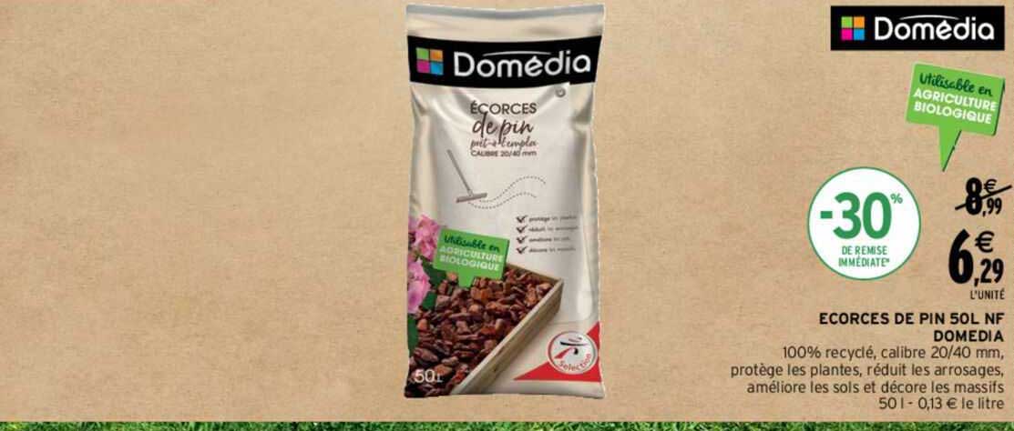 Promo Ecorces De Pin 50l Nf Domédia chez Intermarché - iCatalogue.fr