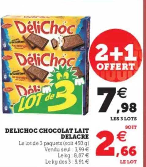 Promo Délichoc Chocolat Lait Delacre chez U Express - iCatalogue.fr