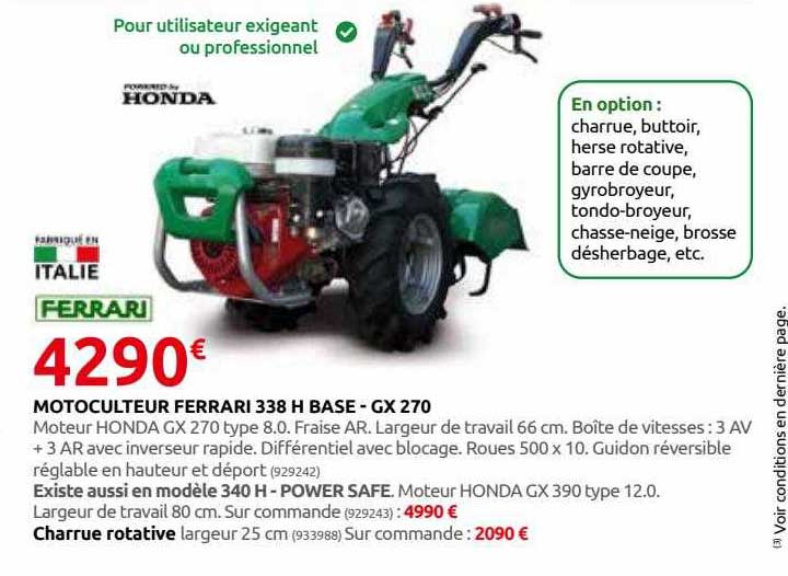 Promo Motoculteur Ferrari 338 H Base - Gx 270 chez Rural Master ...