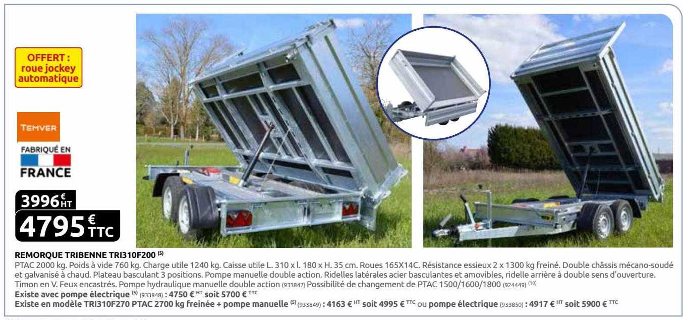 Promo Remorque Tribenne Temver chez Rural Master - iCatalogue.fr