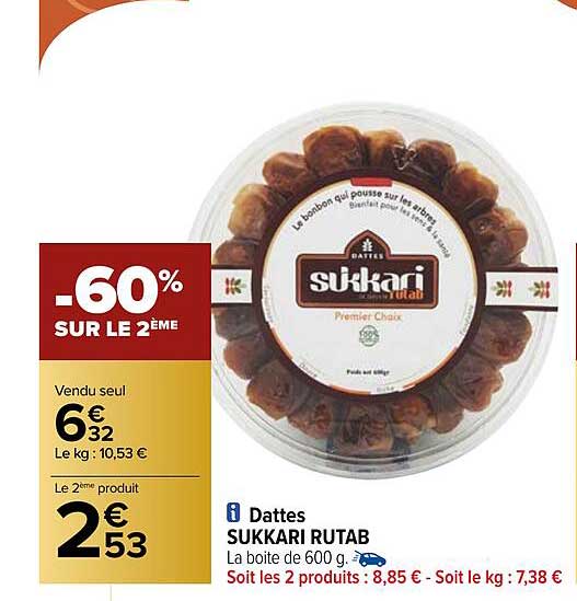 Promo Dattes Sukkari Rutab chez Carrefour - iCatalogue.fr