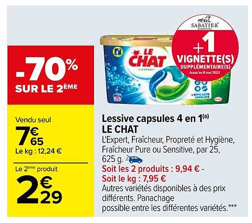 Promo Lessive Capsules 4 En 1 Le Chat chez Carrefour - iCatalogue.fr