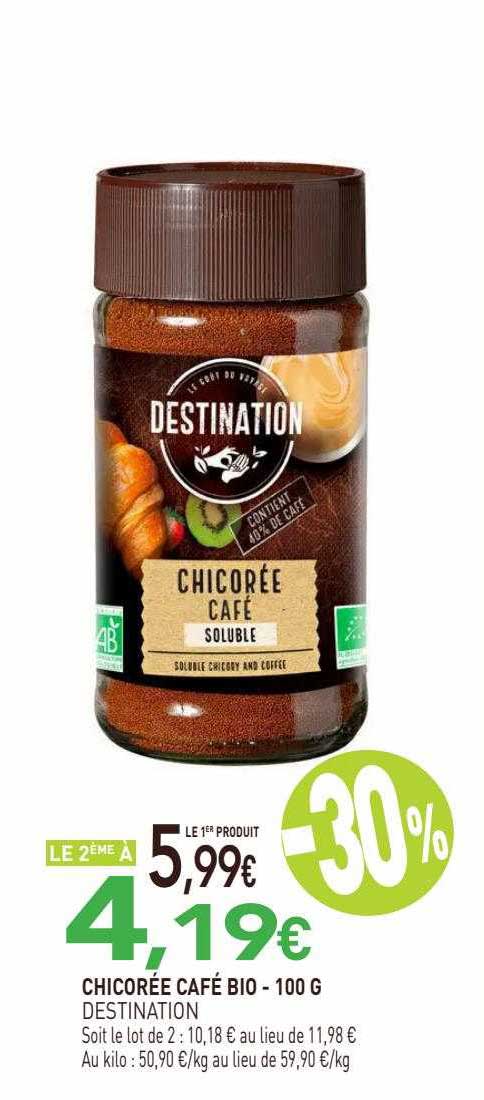 Promo Chicorée Café Bio Destination - 100 G chez NaturéO - iCatalogue.fr