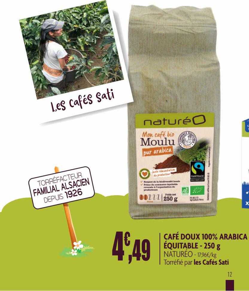Promo Café Doux 100% Arabica équitable Naturéo - 250 G chez NaturéO ...