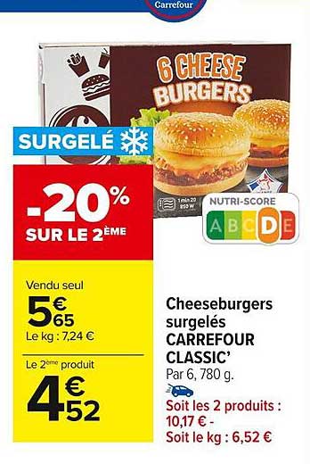 Promo Cheeseburgers Surgelés Carrefour Classic' chez Carrefour Market ...