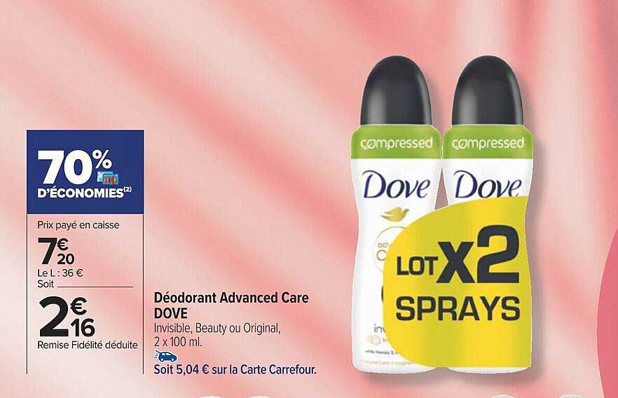 Promo Déodorant Advanced Care Dove chez Carrefour - iCatalogue.fr