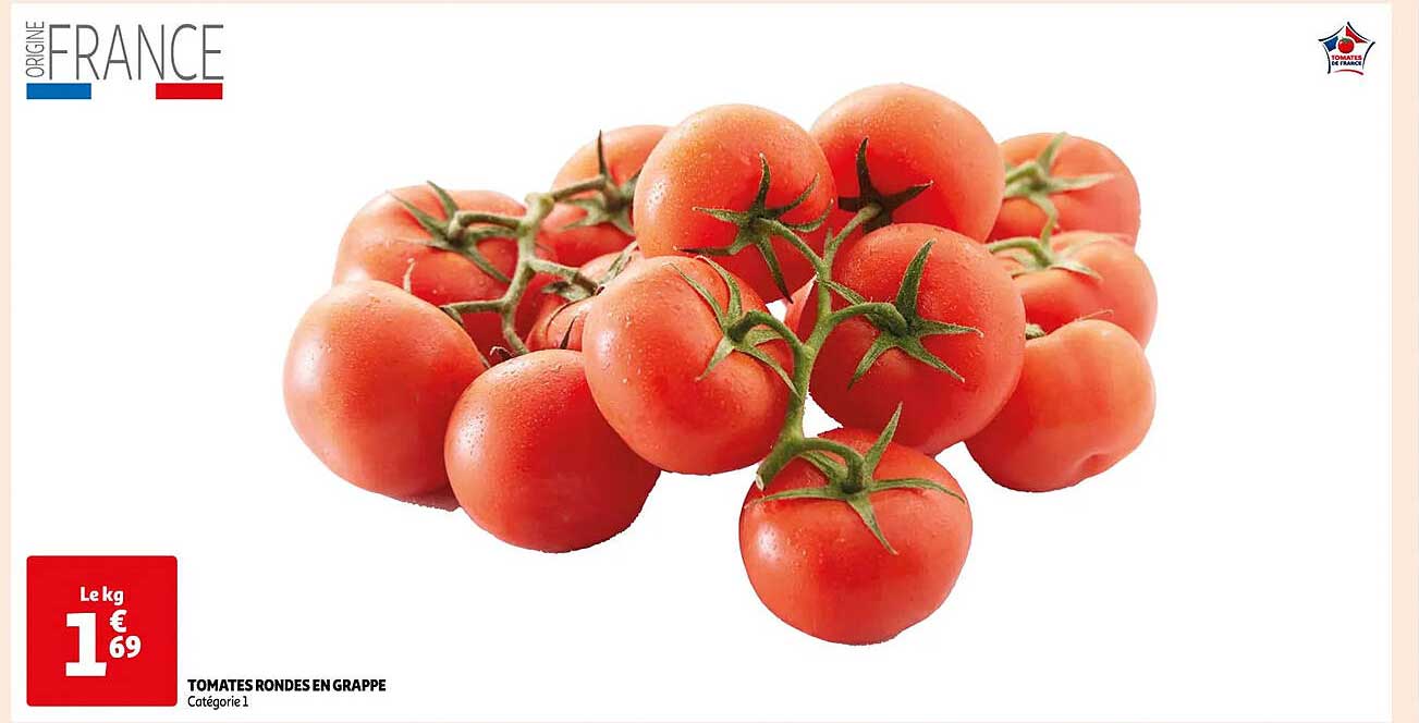 Promo Tomates Rondes En Grappe chez Auchan - iCatalogue.fr