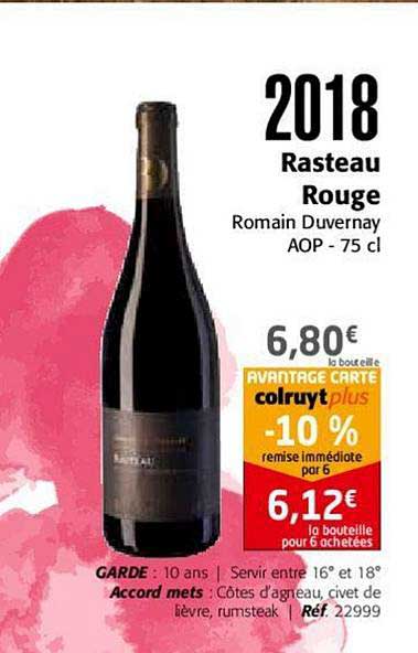 Promo 2018 Rasteau Rouge Romain Duvernay chez Colruyt - iCatalogue.fr
