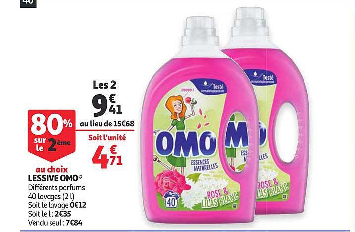 Promo Lessive Omo 80% Sur Le 2ème Au Choix chez Auchan - iCatalogue.fr