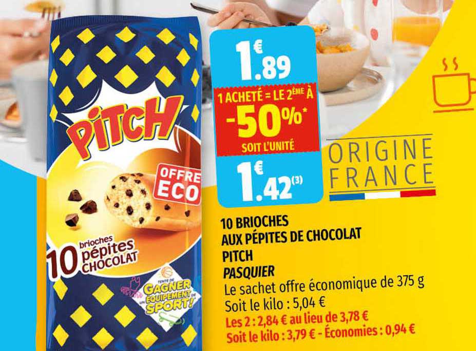 Promo 10 Brioches Aux Pépites De Chocolat Pitch Pasquier chez ...