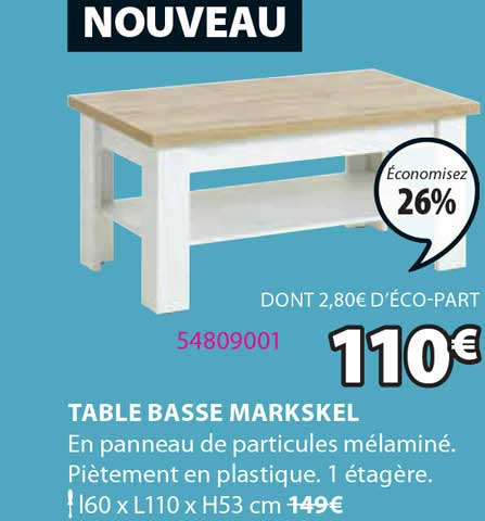 Promo Table Basse Markskel chez JYSK - iCatalogue.fr