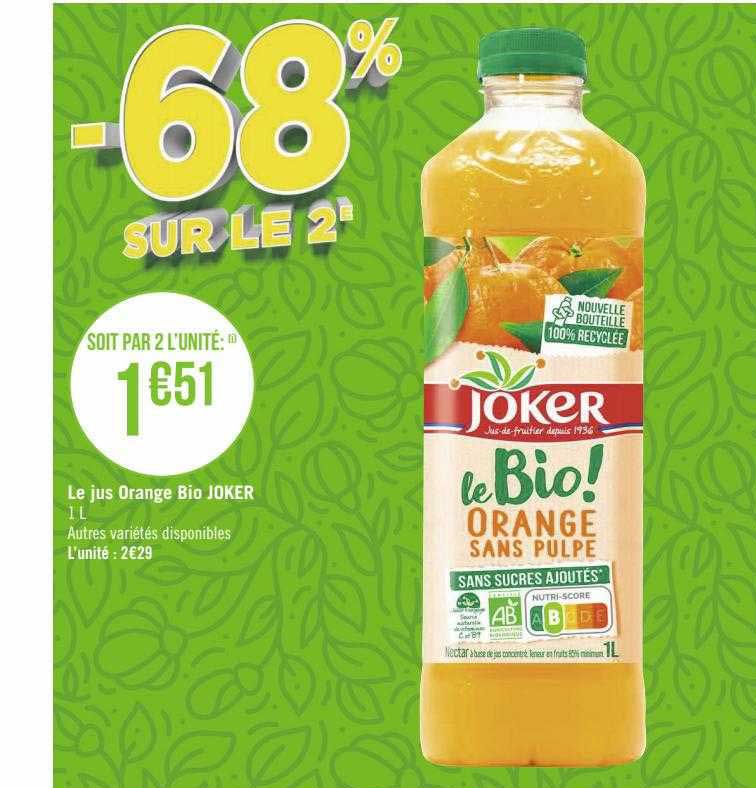 Promo Le Jus Orange Bio Joker chez Casino Supermarchés - iCatalogue.fr