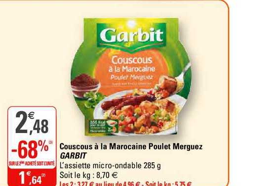 Promo Couscous à La Marocaine Poulet Merguez Garbit Chez G20