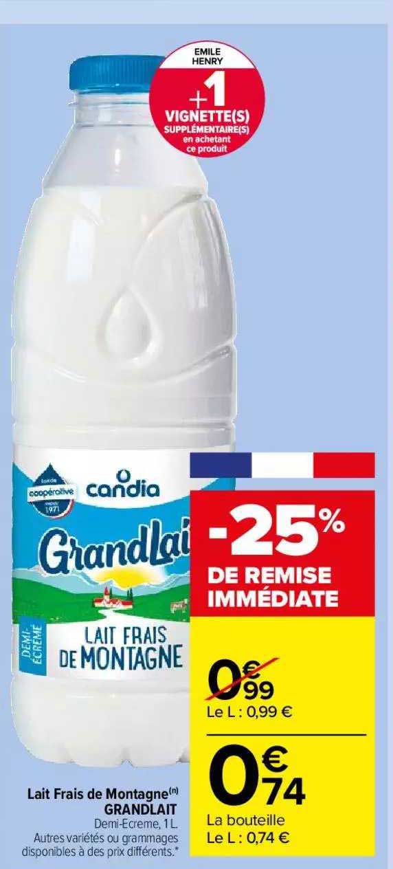 Promo Lait Frais De Montagne Grandlait chez Carrefour Market ...