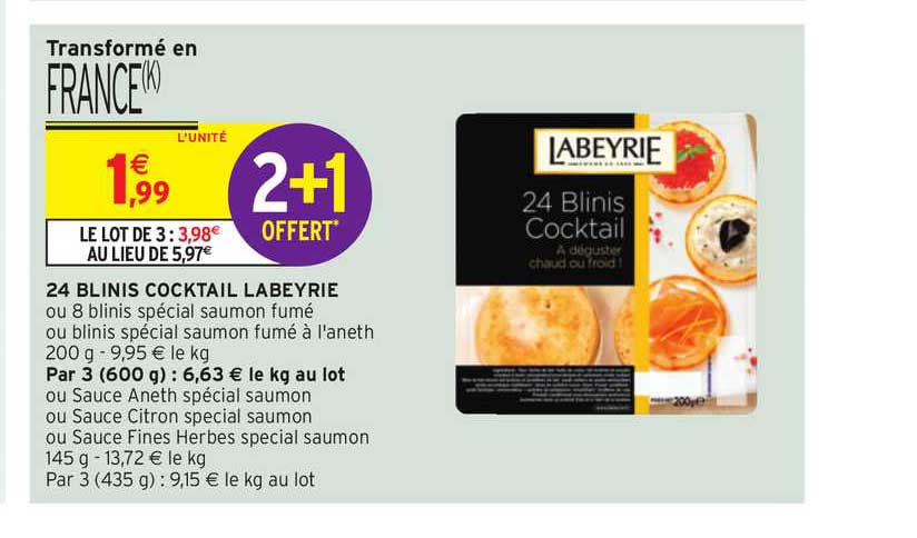 Promo 24 Blinis Cocktail Labeyrie 2+1 Offert chez Intermarché ...