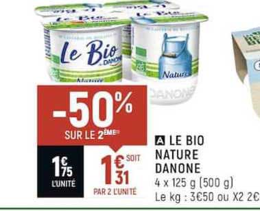 Promo Le Bio Nature Danone -50% Sur Le 2ème chez Spar - iCatalogue.fr