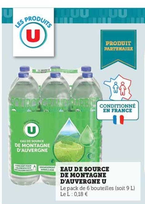 Promo Eau De Source De Montagne D'auvergne U chez Super U - iCatalogue.fr