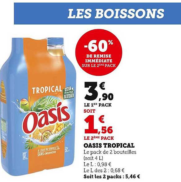 Offre Sorbets Glaces Tropical Oasis chez Casino Supermarches