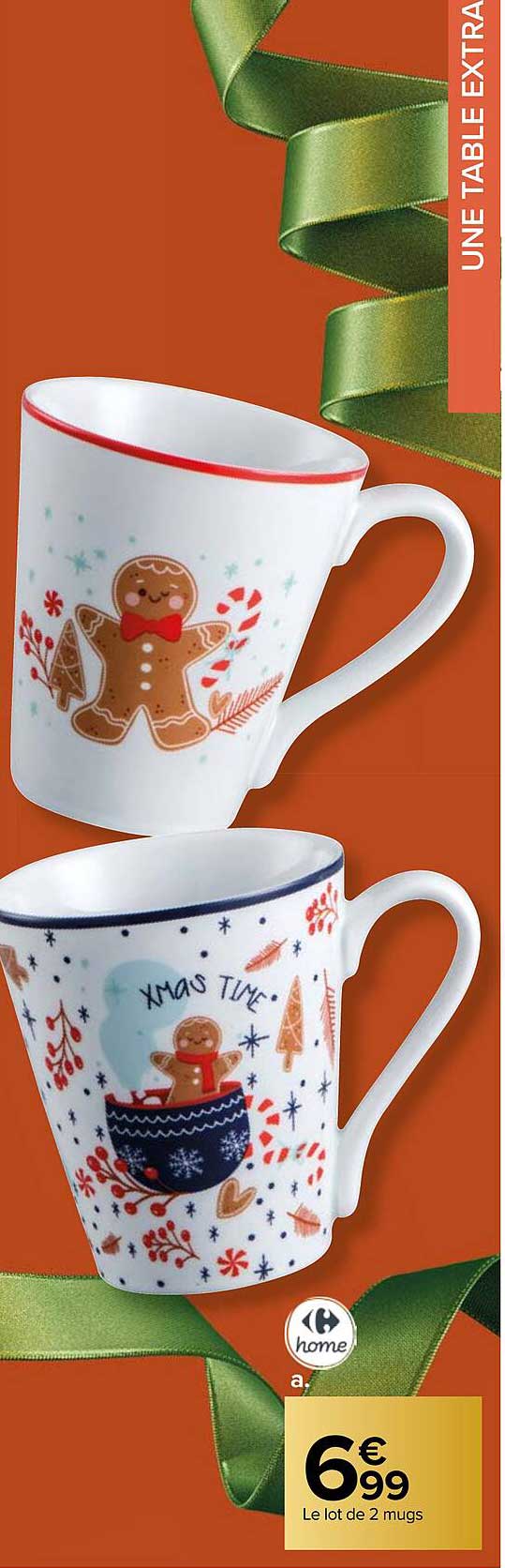 Promo Le Lot De 2 Mugs Carrefour Home chez Carrefour - iCatalogue.fr
