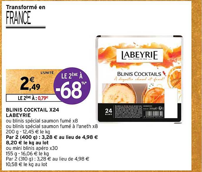 Promo Blinis Cocktail X24 Labeyrie chez Intermarché - iCatalogue.fr