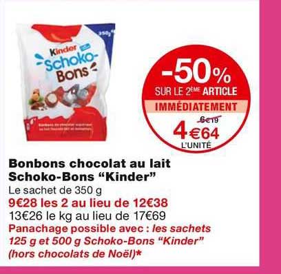 Promo Bonbons Chocolat Au Lait Schoko-bons "kinder" chez Monoprix ...