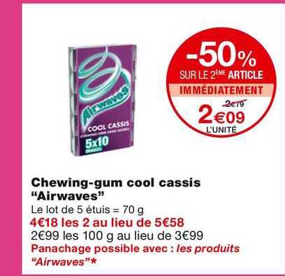 Promo Chewing-gum Cool Cassis "airwaves" chez Monoprix - iCatalogue.fr