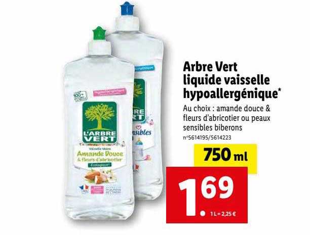 Promo Arbre Vert Liquide Vaisselle Hypoallergénique chez Lidl ...